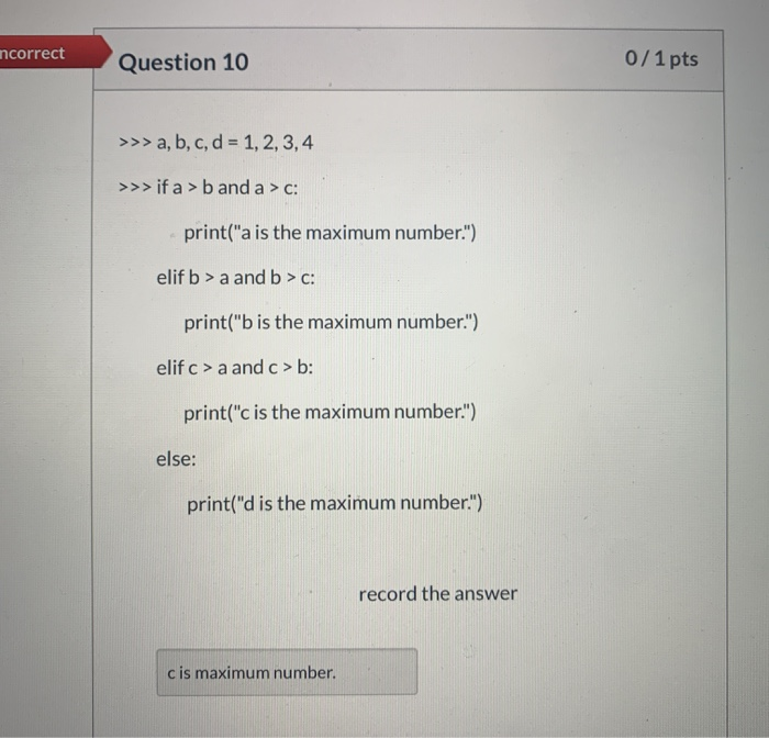 Solved Problem 3 Elif statement. An elif statement can | Chegg.com