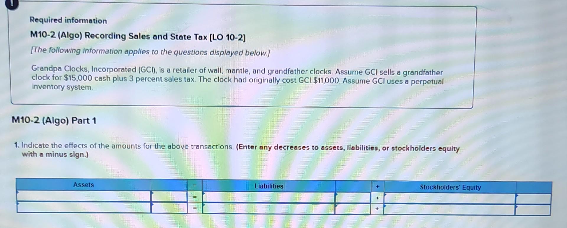 Solved Required information M10-2 (Algo) Recording Sales and | Chegg.com