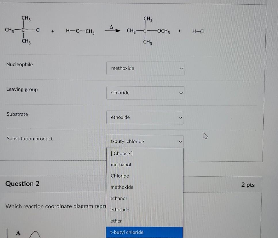 Solved CH3 CH3 A CH3 -CI + H-0-CH3 CH3 -COCH3 + H-Cl CH3 CH3 | Chegg.com