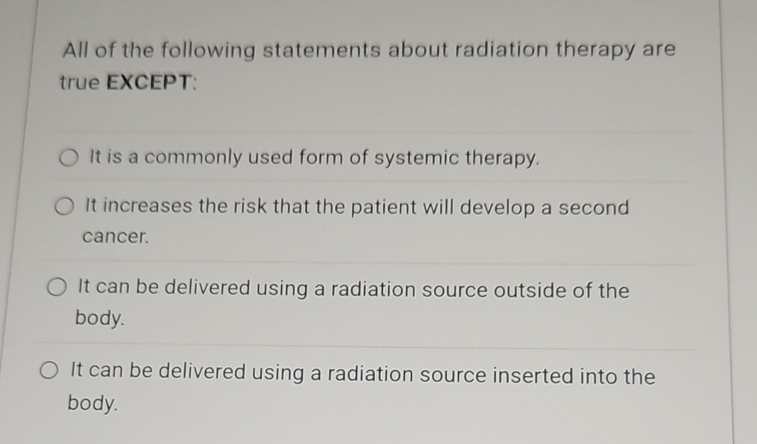 Solved All of the following statements about radiation | Chegg.com