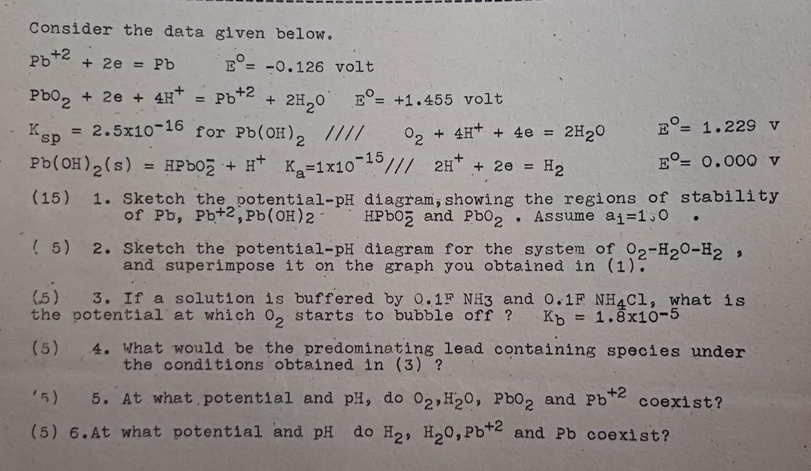 Solved Consider the data given below.Pb+2+2e=Pb,E°=-0.126 | Chegg.com