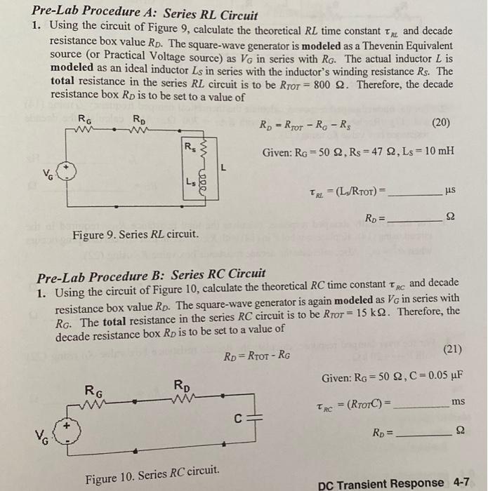 Solved Pre-Lab Procedure A: Series RL Circuit 1. Using the | Chegg.com