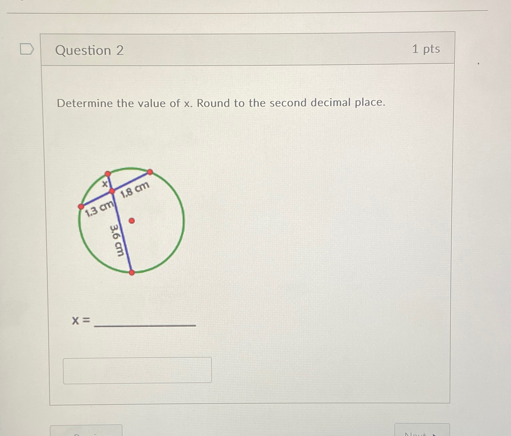 Solved Question 21ptsDetermine the value of x. ﻿Round to the | Chegg.com