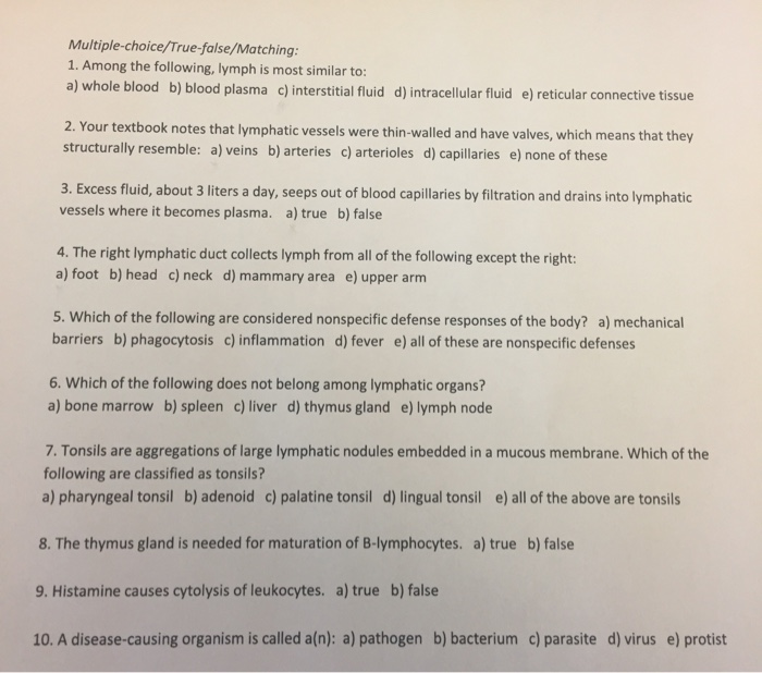 Solved Multiple-choice/True-false/Matching: 1. Among the | Chegg.com