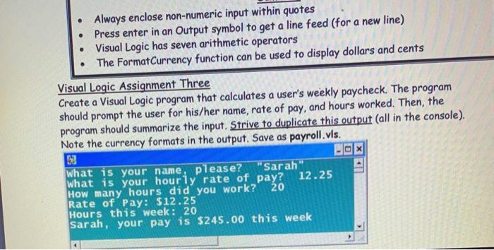 Solved Visual Logic Assignment One Create A Visual Logic 