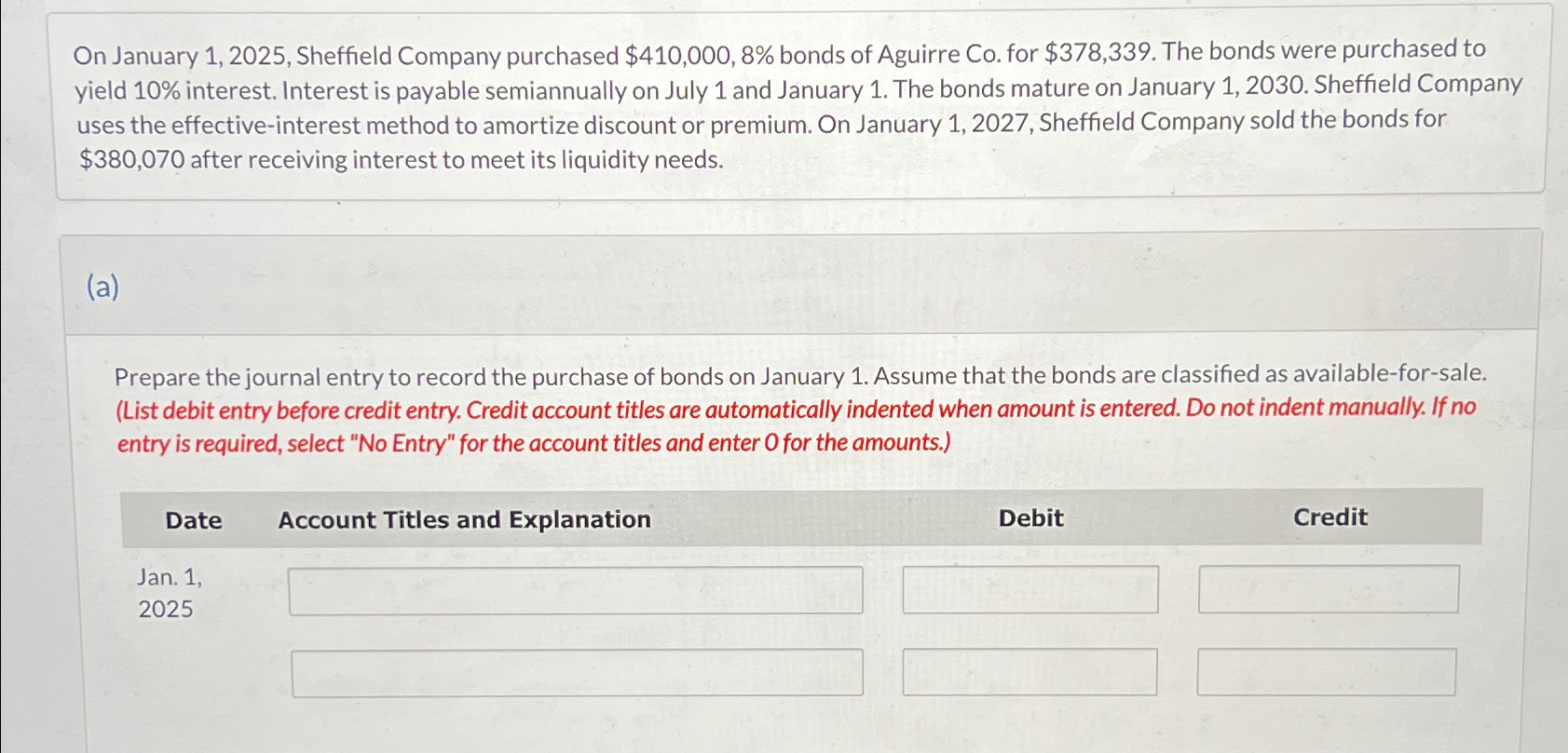Solved On January 1,2025 , ﻿Sheffield Company purchased | Chegg.com