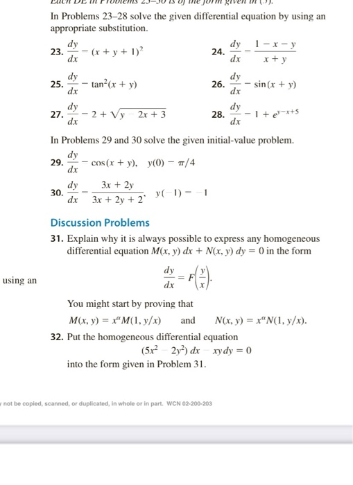 Solved In Problems 23-28 solve the given differential | Chegg.com
