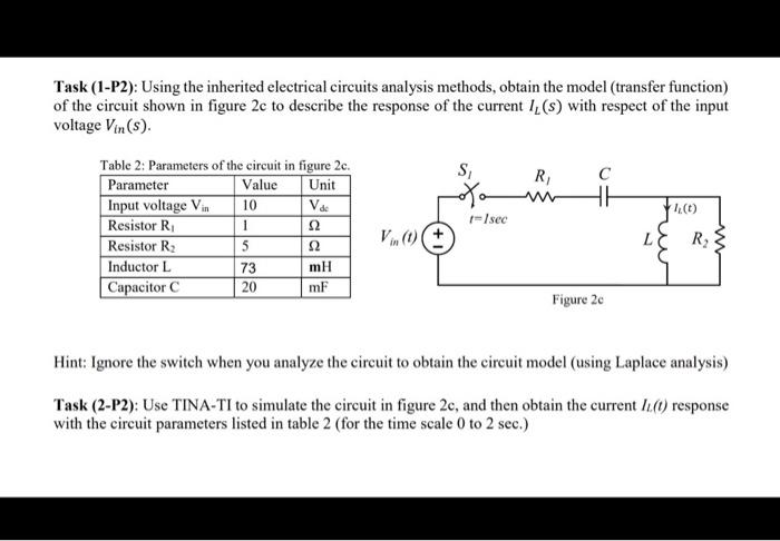 Solved Task 1 P2 Using The Inherited Electrical Circuits 