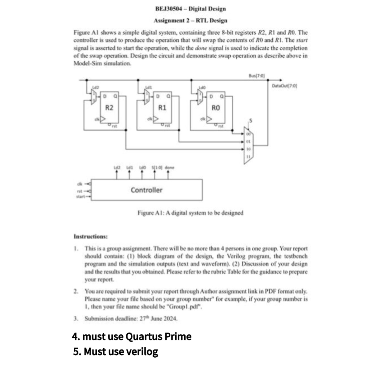 Solved BEJ30504 - ﻿Digital DesignAssignment 2 - ﻿RTL. | Chegg.com