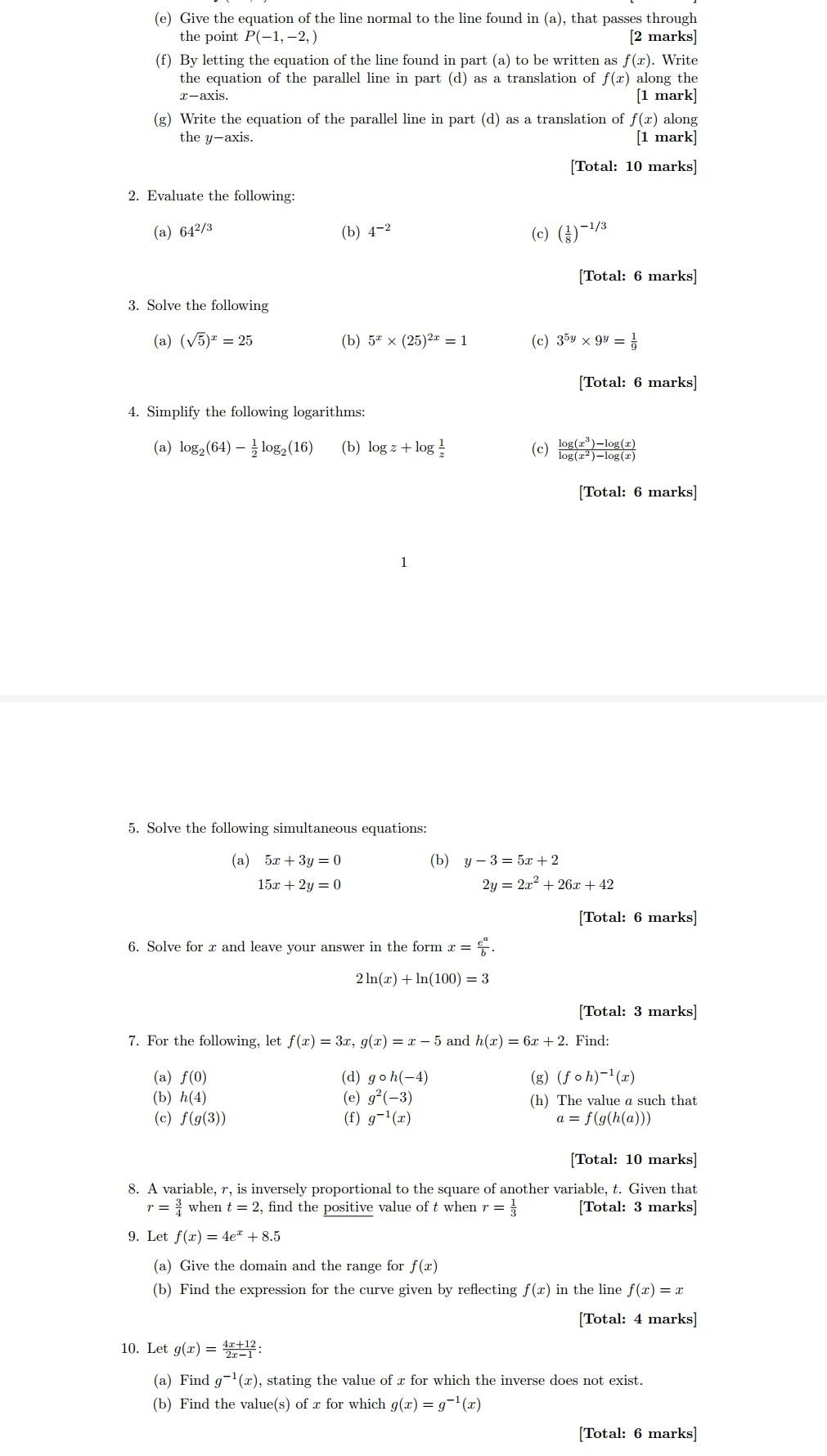 Solved (e) Give the equation of the line normal to the line | Chegg.com