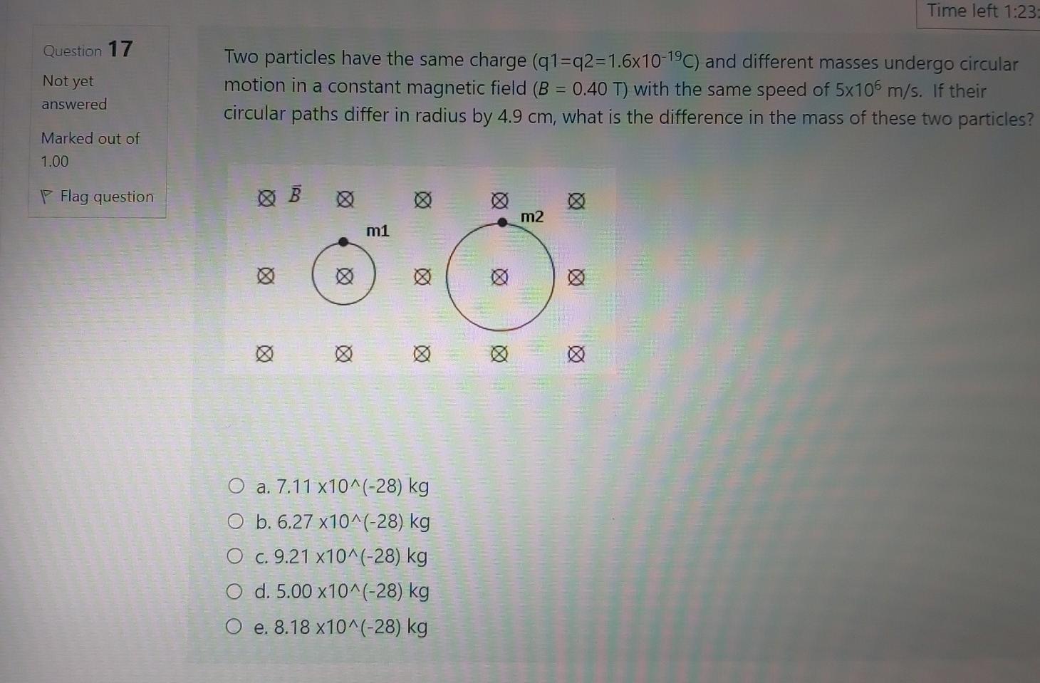Solved Time left 1:23: Question 17 Not yet Two particles | Chegg.com