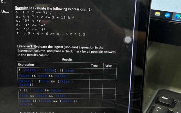 Solved C... ; Us... Exercise 1: Evaluate the following | Chegg.com