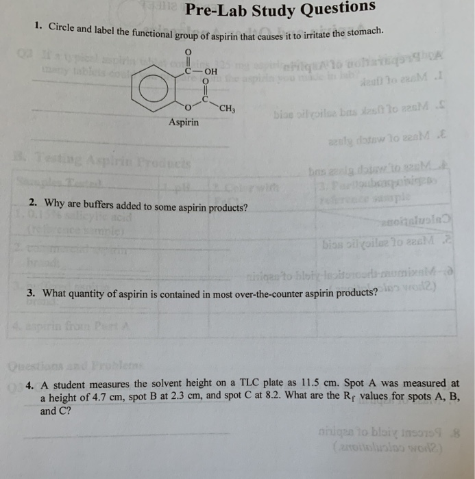 Solved e Pre-Lab Study Questions 1. Circle and label the | Chegg.com