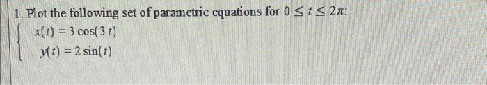 Solved 1. Plot the following set of parametric equations for | Chegg.com