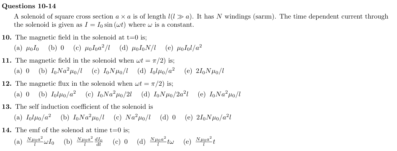 Solved Questions 10-14A solenoid of square cross section a×a | Chegg.com