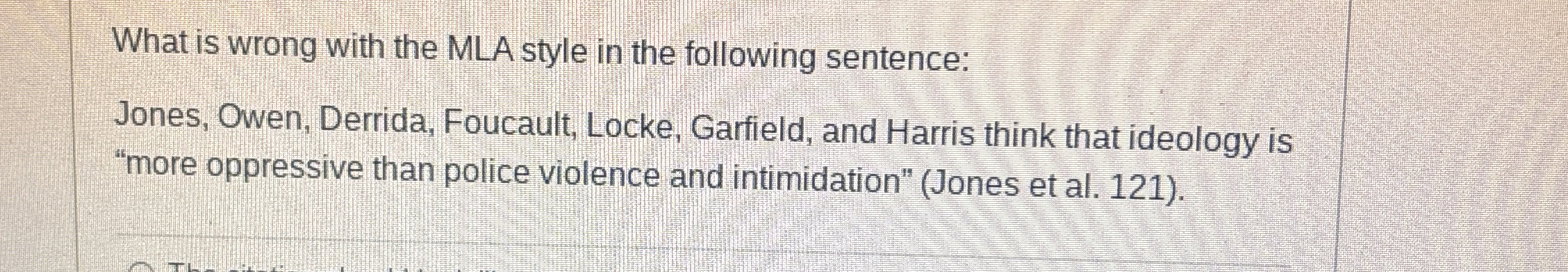 Solved What is wrong with the MLA style in the following | Chegg.com