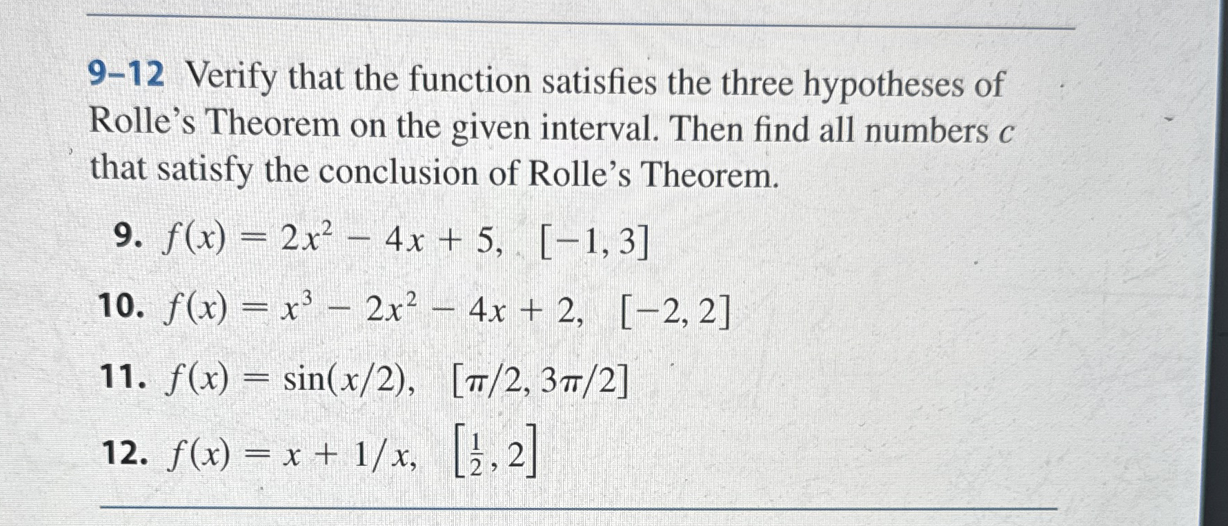 Solved 9-12 ﻿Verify that the function satisfies the three | Chegg.com
