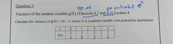 Solved Variance of the random variable g(X) (Theorem 4.1 and | Chegg.com