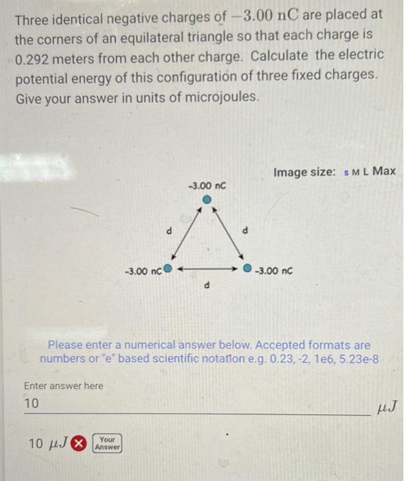 Solved Three identical negative charges of -3.00 nC are | Chegg.com