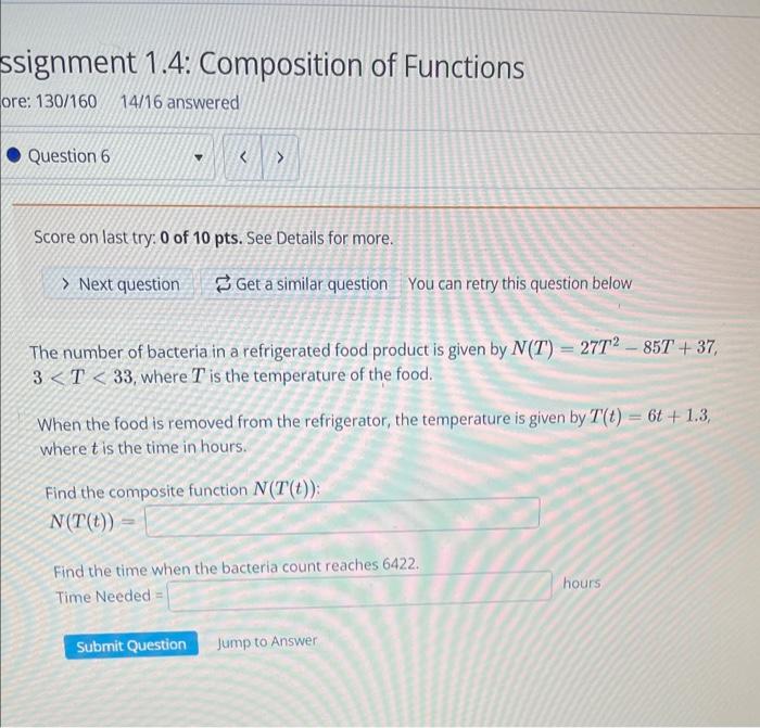 Solved ssignment 1.4: Composition of Functions re: 130/160 | Chegg.com