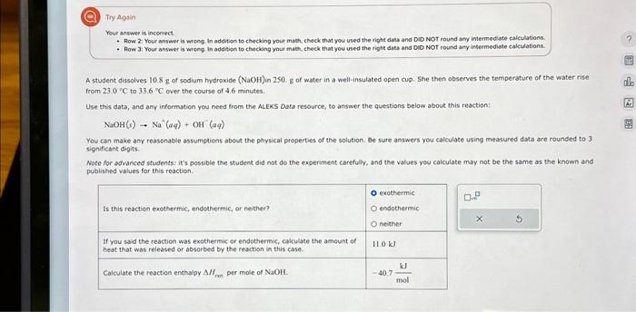 Solved Try Agsin Your answer is incocrect. - How 2: Your | Chegg.com