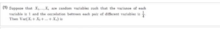 (1) Suppose that X1,…,Xs are random variables auch | Chegg.com