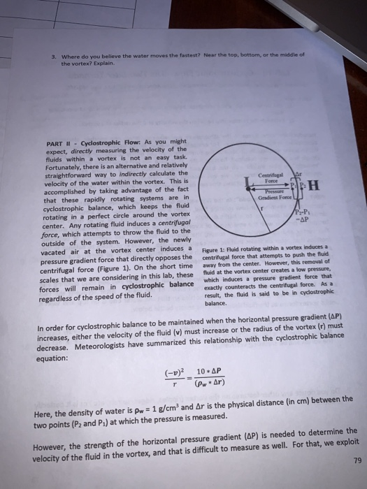 Name: Lab 10 - Cyclostrophic Flow: The Two-Liter | Chegg.com
