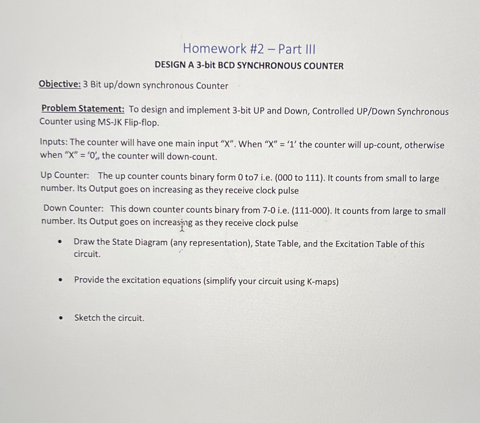 Homework #2 - ﻿Part IIIDESIGN A 3-bit BCD SYNCHRONOUS | Chegg.com