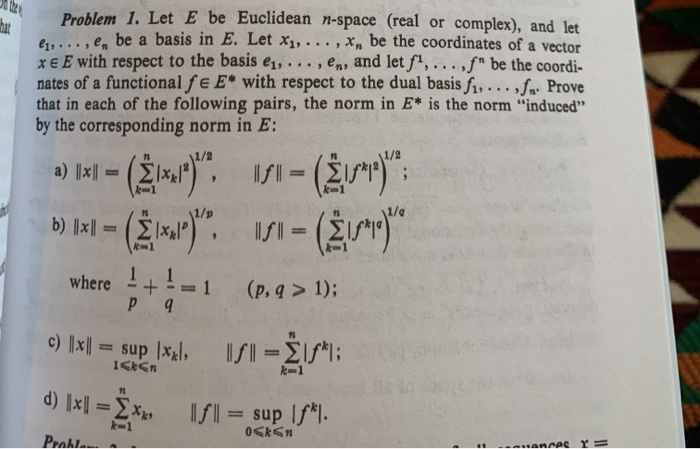Solved be Euclide Problem 1. Let E be Euclidean n-space | Chegg.com