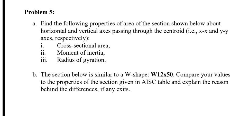Solved Problem 5: a. Find the following properties of area | Chegg.com