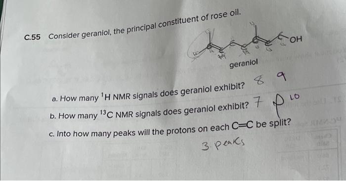 Solved C.55 Consider geraniol, the principal constiti iant | Chegg.com