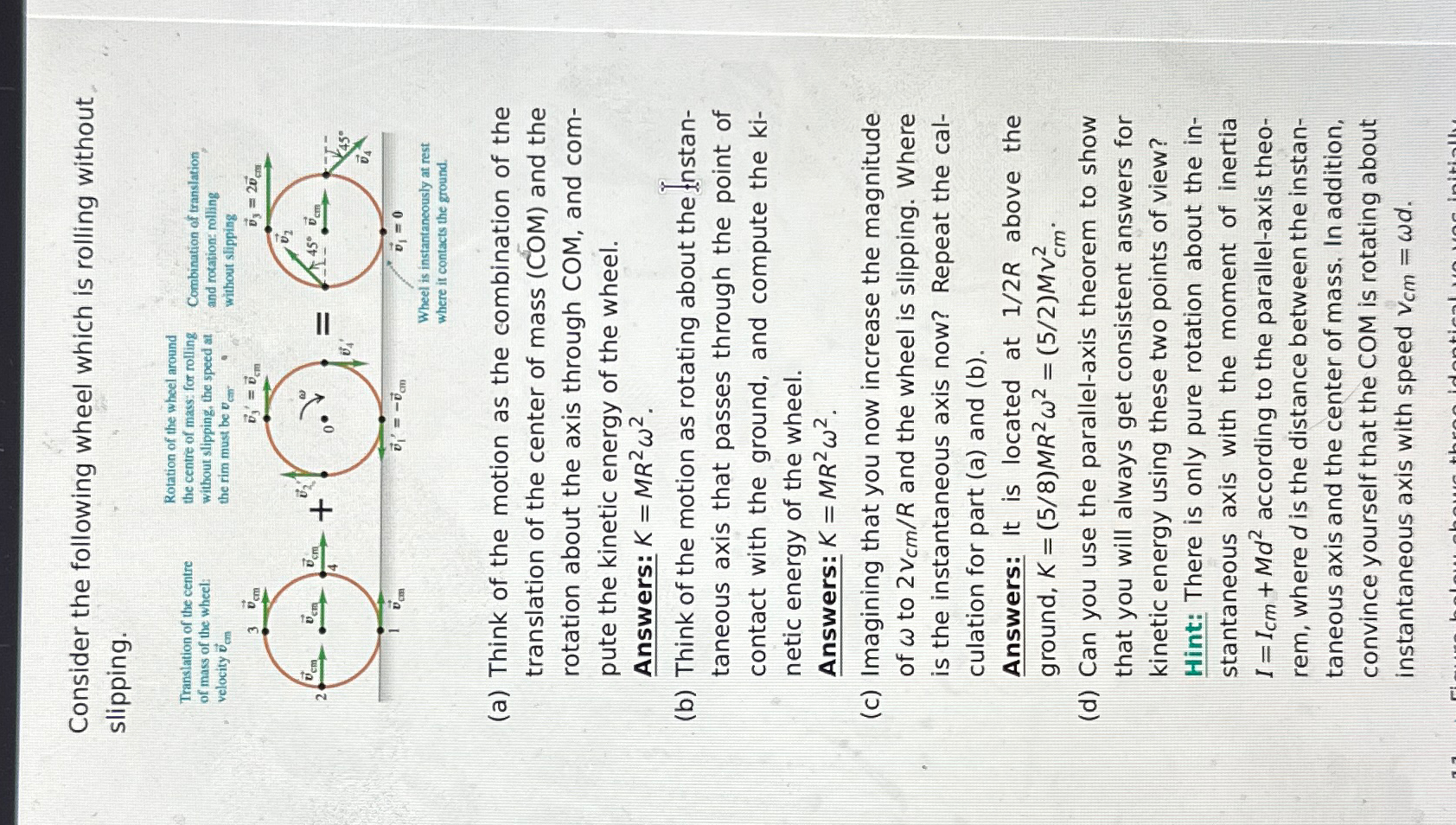 Solved Consider the following wheel which is rolling without | Chegg.com