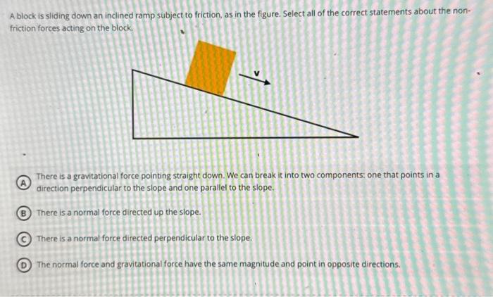 Solved A block is sliding down an inclined ramp subject to | Chegg.com