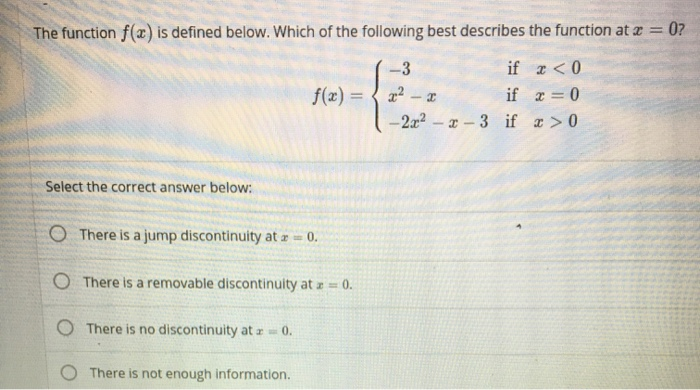Solved The function f(x) is defined below. Which of the | Chegg.com