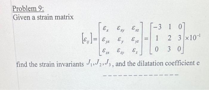 Solved Problem 9: Given a strain matrix | Chegg.com