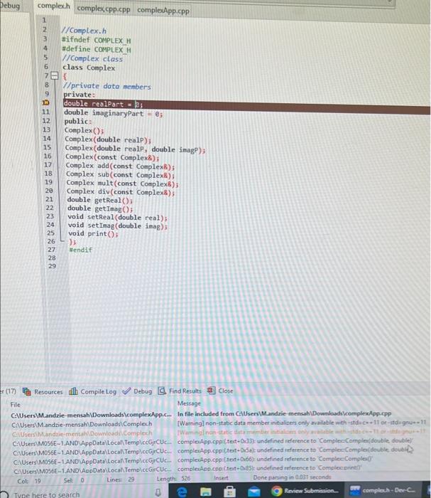 Solved Can someone help me out //Complex.h#ifndef | Chegg.com