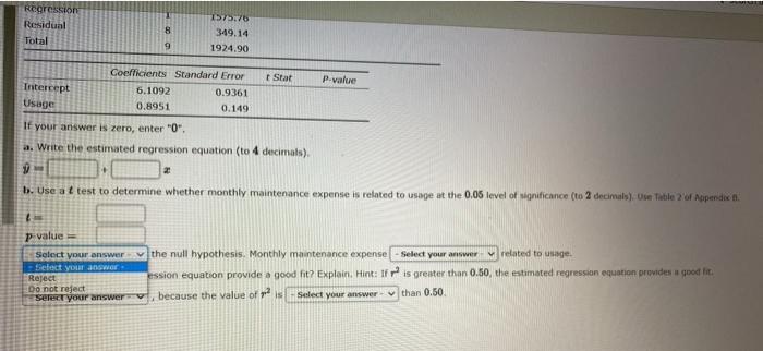 Solved Following is a portion of the regression output for | Chegg.com