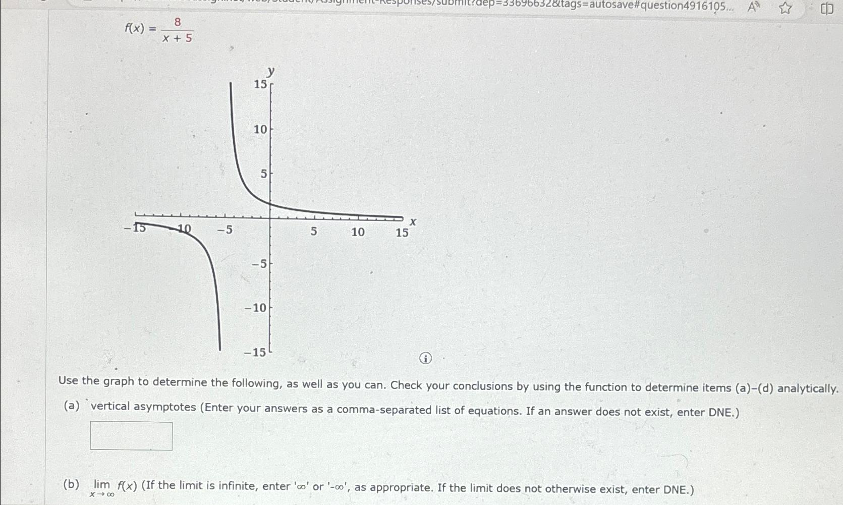 Solved f(x)=8x+5Use the graph to determine the following, as | Chegg.com