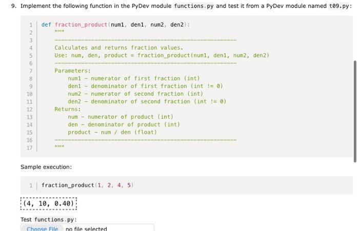 Solved Sample execution: 1 fraction_product (1,2,4,5) | Chegg.com