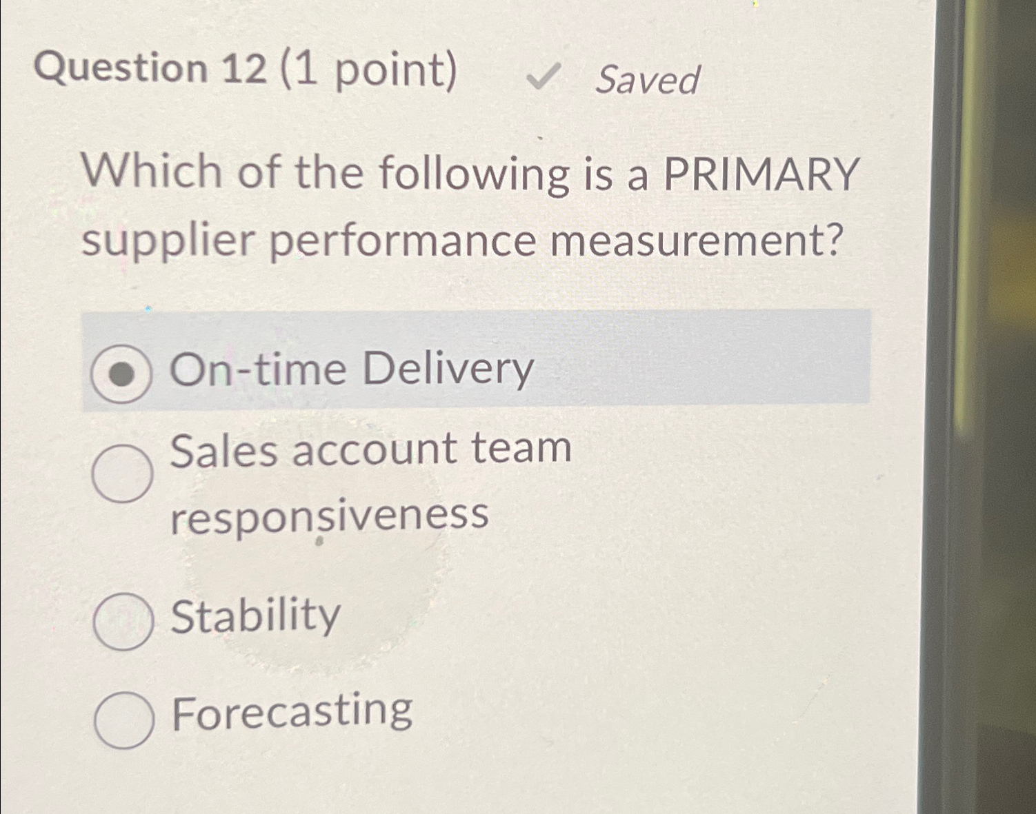 Solved Question 12 (1 ﻿point) ﻿SavedWhich of the following | Chegg.com