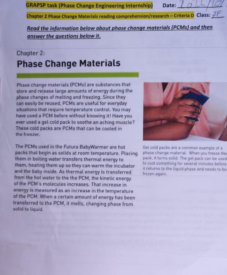 Solved GRAPSP task (Phase Change Engineering Internship) | Chegg.com