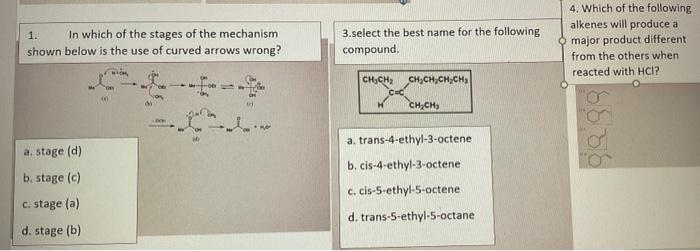 Solved 1. In which of the stages of the mechanism shown | Chegg.com