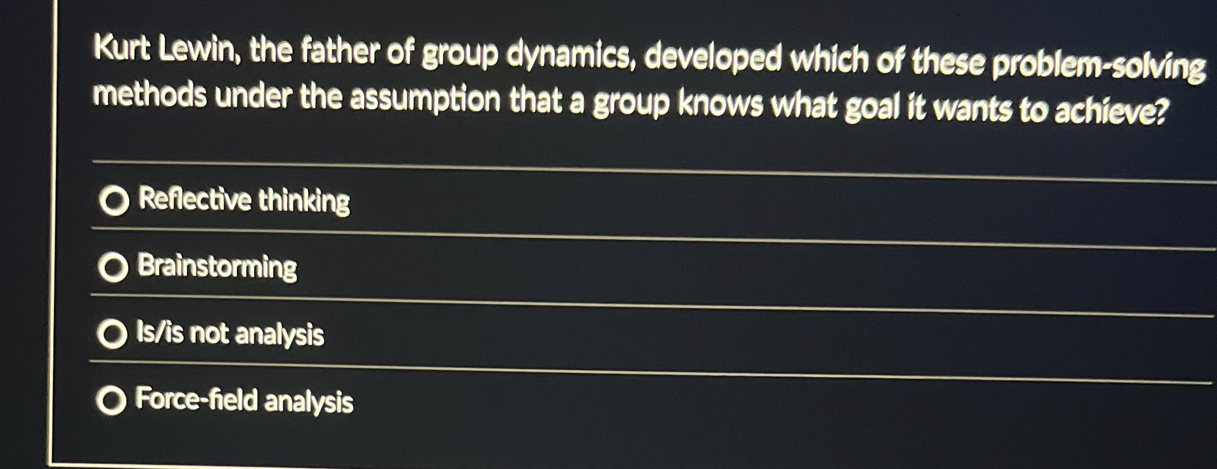 Solved Kurt Lewin, the father of group dynamics, developed | Chegg.com