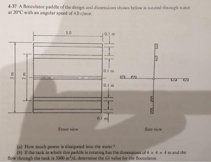 Solved 4-37 A flocculator paddle of the design and | Chegg.com