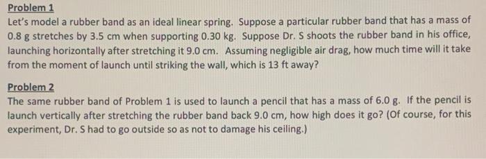 Solved Problem 1 Let's model a rubber band as an ideal | Chegg.com