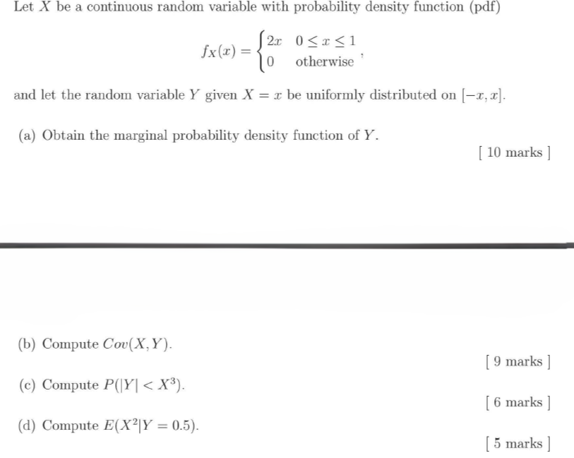 Solved Let x ﻿be a continuous random variable with | Chegg.com