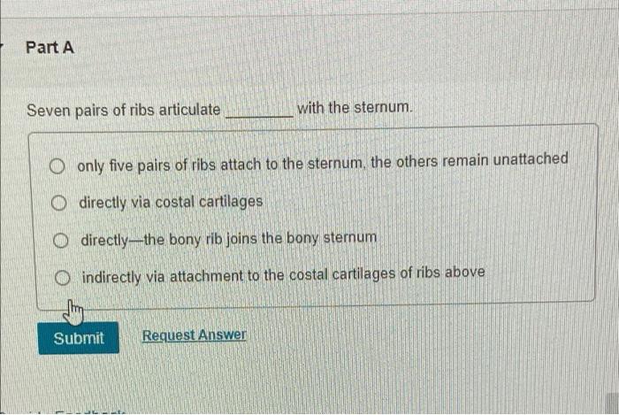 Solved Part A Seven pairs of ribs articulate with the | Chegg.com