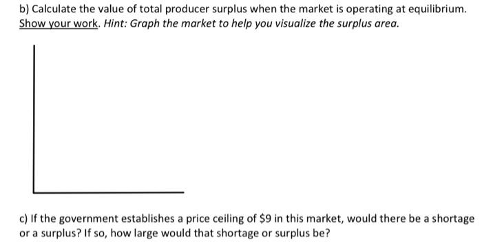 Solved b) Calculate the value of total producer surplus when | Chegg.com