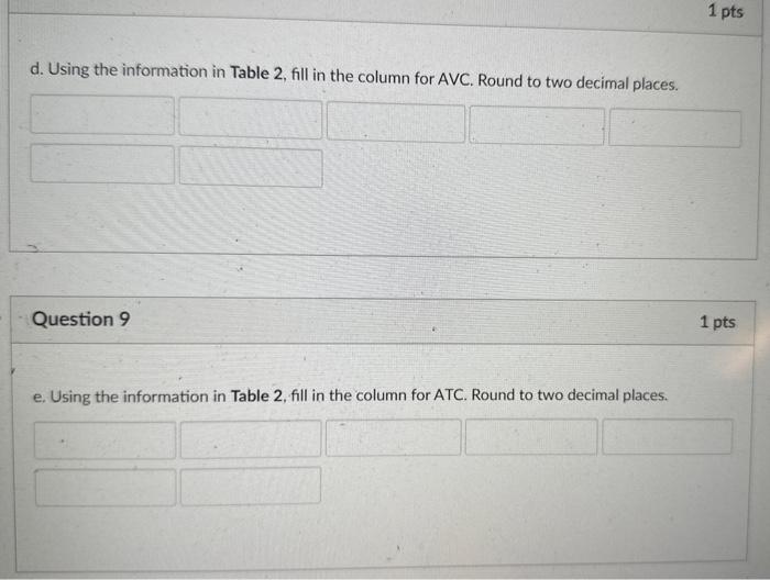 Solved d. Using the information in Table 1, fill in the | Chegg.com
