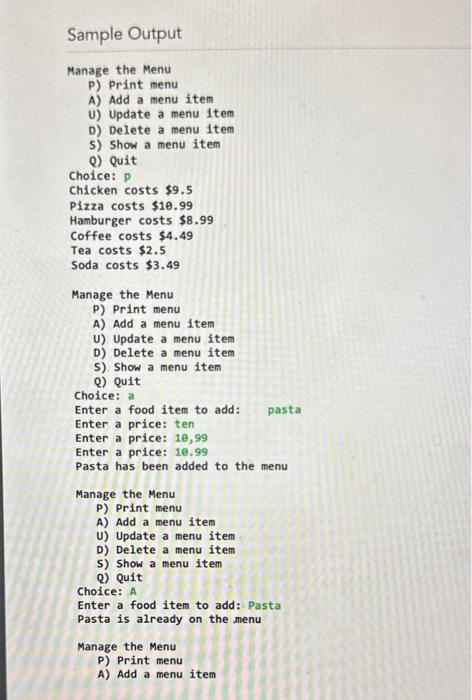 Solved 5. Define the displayChoices0 function. - Parameter: | Chegg.com